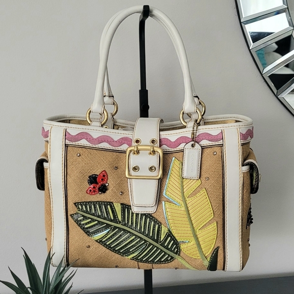 Bags | Coach Vinyage Ladybug Straw Handbag | Poshmark